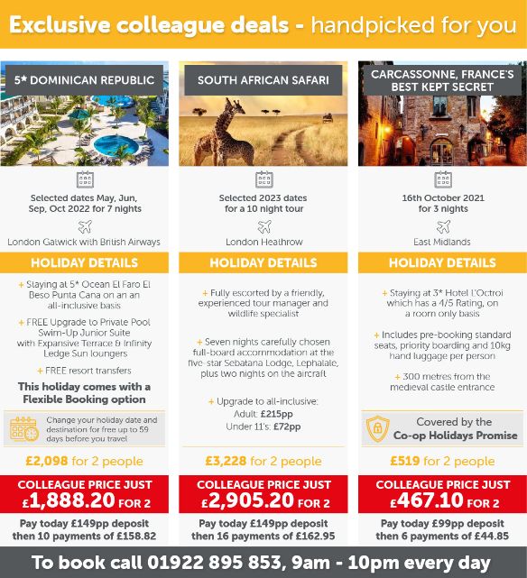 Your Colleague Travel Offers - February | Coop Colleagues Connect
